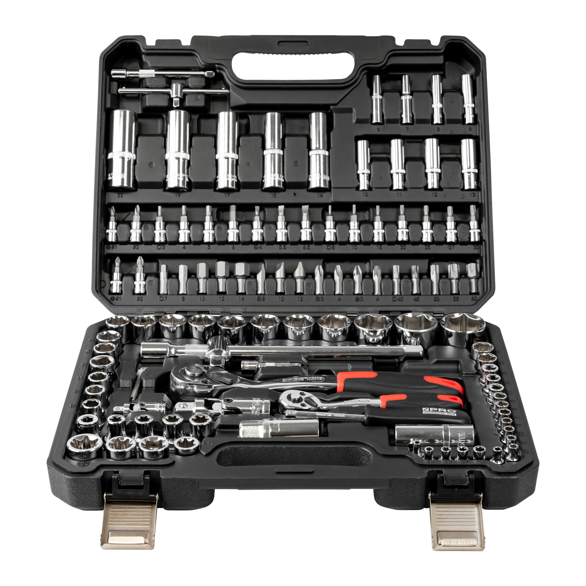 Zestaw kluczy nasadowych z grzechotkami 1/2 i 1/4 108 szt. CrV PRO FACHMAYER MAX - PRO - Klucze ...