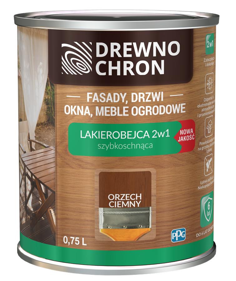 Lakierobejca 2w1 orzech ciemny 0,75 L DREWNOCHRON - PPG - Lakierobejce